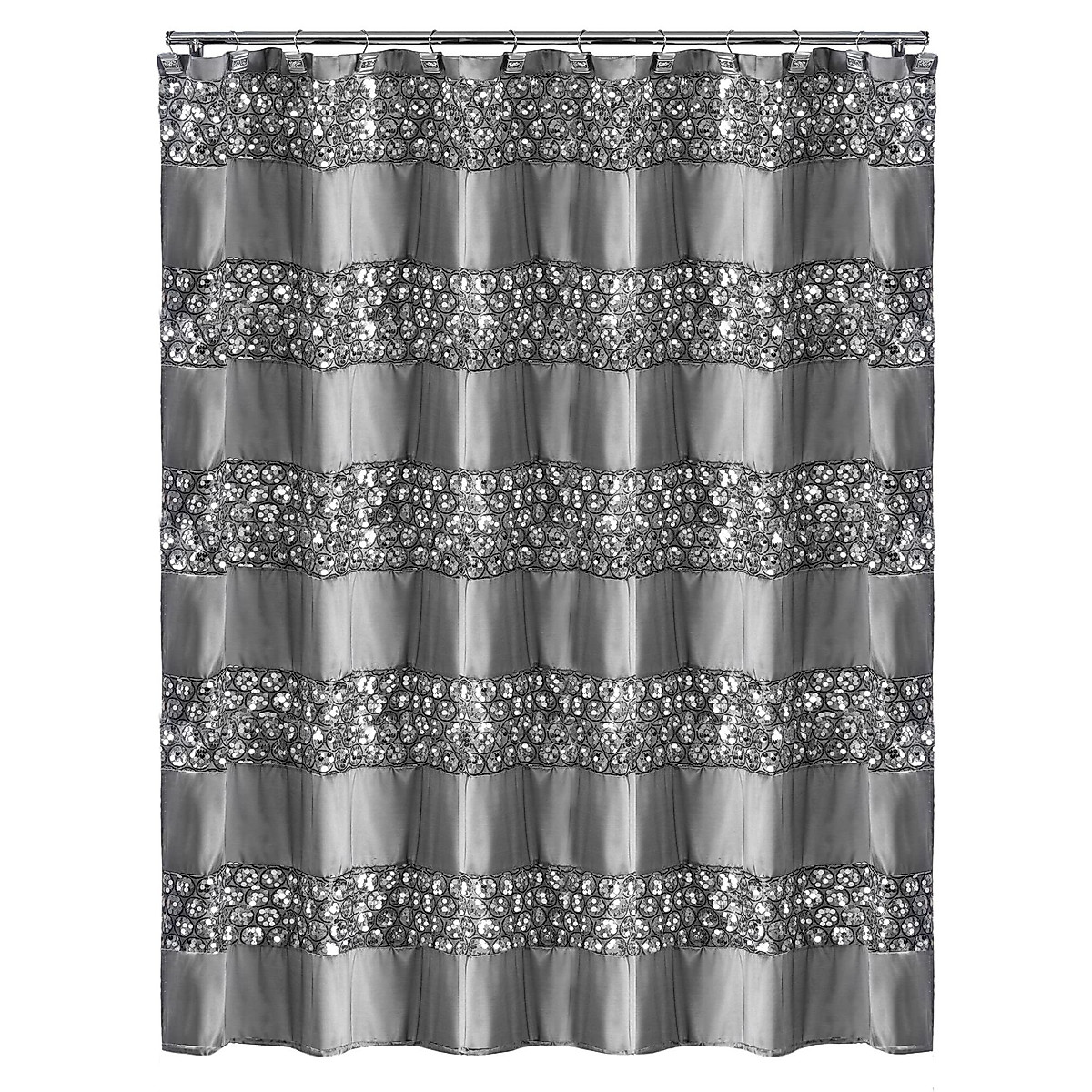Popular Bath Sinatra Bathroom Luxury Glamorous Fabric Modern shower Curtain unique Design Bling Silver