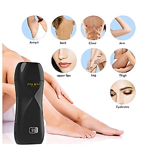 Easy Wax Portable Roll On Wax Kit for Hair Removal - Warmer with Soft Wax, Waxing Strips, and Travel-Friendly Design for Women