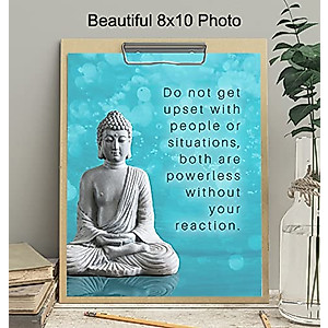 Buddha Decor - Zen Wall Art - Meditation Picture Print Home Decoration for Spa, Living Room, Yoga Studio, Bedroom - Inspirational New Age Quote Saying - Gift for Women, Buddhism Fan, Buddhist - 8x10