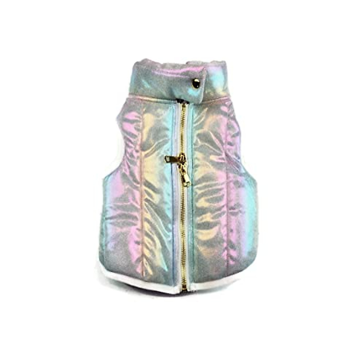 Unicorn Dog Coat, Iridescent Puffer Jacket for Pets, Unicorn Dog Jacket (M 10-15 lbs)