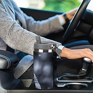 30oz Stainless Steel Insulated Tumbler with Flip Lid & Straw, Leakproof Travel Mug for Car, Arctic Owl Double Wall Vacuum Thermal Coffee Cup with Handle, Spill-Proof Design for Hot/Cold Drinks