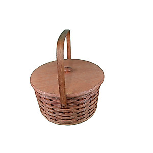 Round Double Pie Carrier Basket with Tray and Lid Made in the USA. Collectible Handmade Primitive Decor, Carry Your Pies in Style to Thanksgiving, Easter, and Christmas Dinners. Featured in the La Times News Paper.