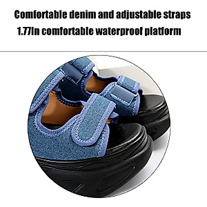 pearlzone Women Adjustable Hook Ring Platform Sandals Slides,Summer Outdoor Wedge Walking Hiking Sandal,Beach Casual Chunky Open Toe Athletic Sandal (blue,7)