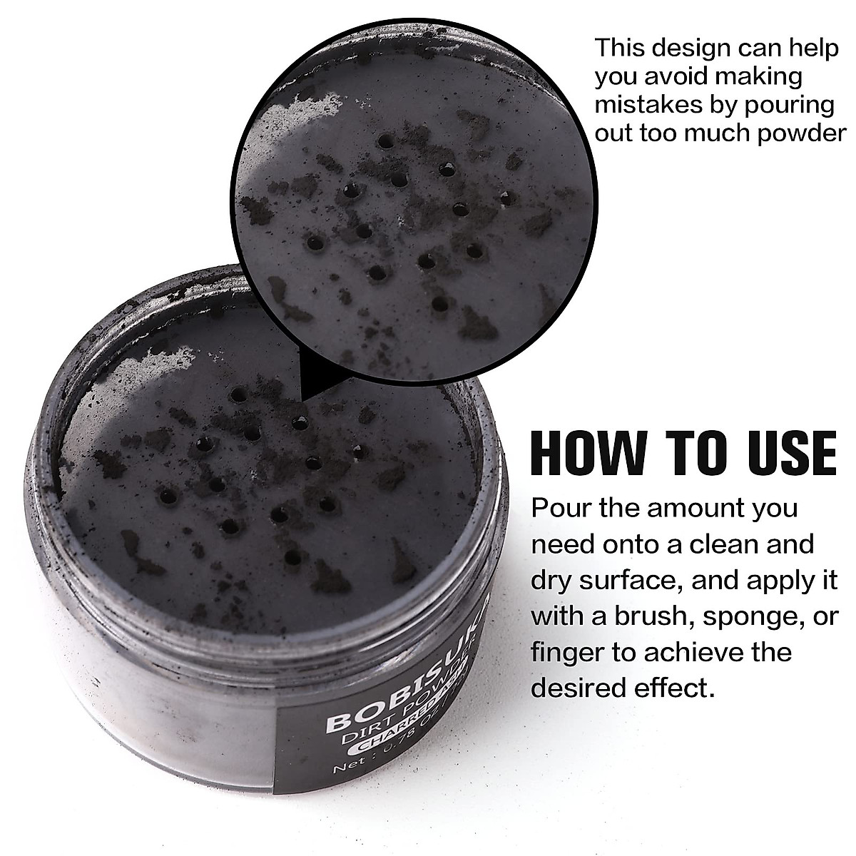 BOBISUKA Makeup Special Effects Dirt Powder for Halloween Makeup Theme Party Wedding Movies Stage Performances Cosplay(0.78 oz)(Charred Ash)