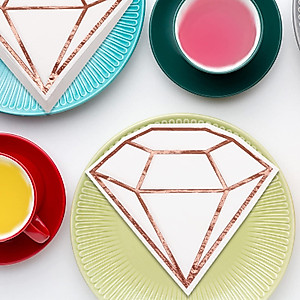 DYLIVeS Rose Gold Foiled Diamond Napkins, Diamond Shape Cocktail Paper Party Napkins Disposable for Baby Shower, Luncheon, Bridal Shower Birthday Party Supplies Decoration, 6.5 Inch (Pack of 50)