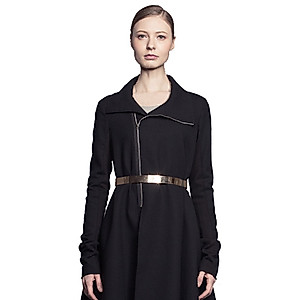 Women Elastic Mirror Metal Waist Belt Metallic Waistband,Golden, One Size