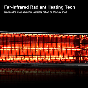 Mountman Patio Heater, Electric Heater for Outdoor/Indoor Use, 1500W Infrared Radiant Heater with Remote, 3 Modes, 24H Timer, IP45, Wall Mounted/Tripod for Garage, Backyard Porch, Basement, Balcony