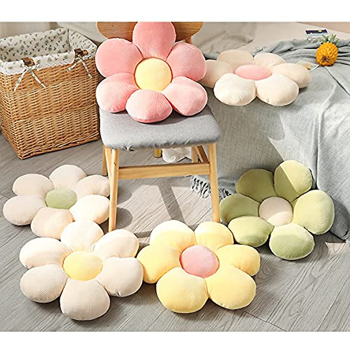 Tykoo Cute Flower Cushion Pillow Sofa Cushion Throw Pillow Indie Room Decor for Teans Tweens Girls Lovely Plush Stuffed Toy for Kids Reading Nook Watching TV Bed Room (Pink Petals,40cm)