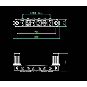 Guyker Guitar Saddle Bridge - Tune-O-Matic Bridges with Studs Replacement for LP EPI 6 String Electric Guitar (GM003, Black)
