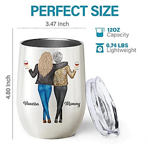 Pawfect House Mother Daughter Oh Crap - Family Personalized Custom Wine Tumbler - Stainless Steel Insulated Wine Tumblers 12oz - Birthday Gift For Mother From Daughter (2 Women, ST-Y001)