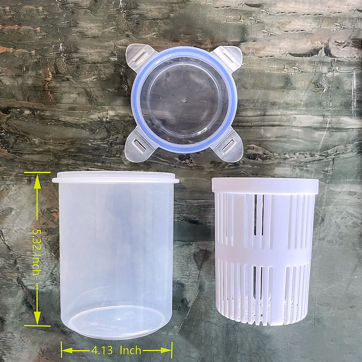 RAKIGI Plastic Pickle Jar with Strainer Flip Pickle Storage Container with Strainer Insert Bucket of Pickles with Leak Proof and Lock It Lid for Dry and Wet Separation of Cucumbers Jalapenos Food