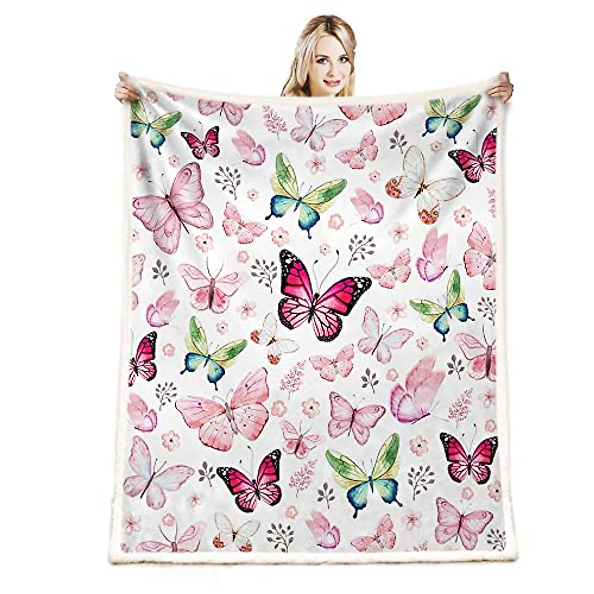 CYREKUD Butterfly Blanket,Butterfly Gifts for Women Birthday Throw Blanket,Butterfly Gifts for Girls Blanket,Pink Butterfly Blanket for Butterfly Lovers,Sofa Couch Beds Christmas Decor 50x60 Inches