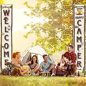 Camping Party Banner Camping Party Decorations Welcome Porch Sign for Camping Themed Birthday Baby Shower Decorations