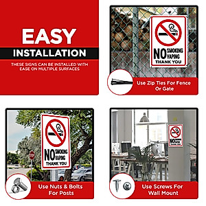 OLANZU No Smoking Signs For Business - 4 Pack 10"x7" Aluminum Sign - Engineer Grade Metal - Rust Proof & UV Protected No Smoking Sign-Indoor & Outdoor