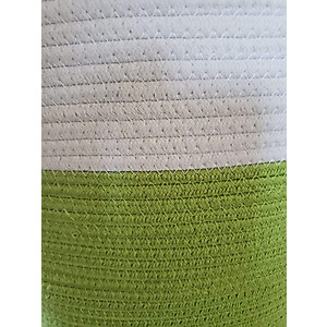 Apajou Large Cotton Rope Basket (12.5” x 16” x 15”) - Round Woven Storage Organizer Baby Basket Bin with Sturdy Handles - for Blankets, Toys, Laundry, Nursery, and More