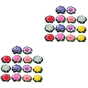 Mipcase 28 Pcs Lotus Decoration Flowers Plants Flower Embellishments Flower Centerpieces Beautiful Flower Props Realistic Water Leaves Lilly Pads Floating Flowers Floating Lotus-Flower