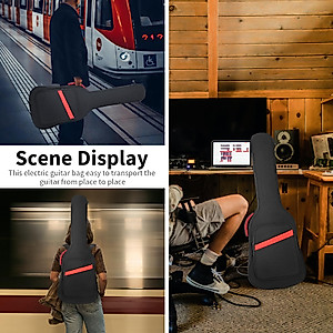 Muscab Electric Guitar Bag 7mm Padding Electric Guitar Case, 39 Inch Electric Guitar Gig Bag Backpack with Neck Strap and Pockets, Black