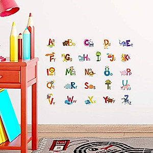 DECOWALL DS-8002 Animal Alphabet Kids Wall Stickers Wall Decals Peel and Stick Removable Wall Stickers for Kids Nursery Bedroom Living Room (Small) Decor