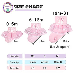 CozyWay Toddler Socks Lace Ruffle Baby Girl Socks Frilly Eyelet Trim Ankle Dress Socks 0-6 Months Multi Color - 3 Pack