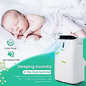COSTWAY Portable Air Conditioner, 14000 BTU 4 in 1 AC Unit with Cool, Fan, Heat & Dehumidifier, Alexa Voice-Enabled Air Cooler with WiFi Smart App Control, LED Display, 24H Timer, Cools up to 700 Sq. Ft (14000BTU)