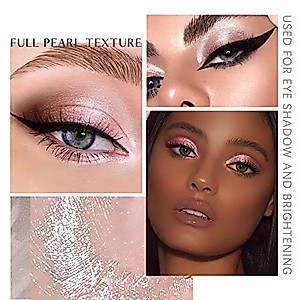 NewBang 2PCS Eyeshadow Stick,Champagne White Shimmer Eye Shadow Pencil Brightener Inner Corner Eye Liner Crayon Highlighter Cream Metallic Waterproof Longlasting Lying Silkworm Makeup with Brush Set