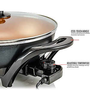 13" Nonstick Electric Skillet - for Fry Bake Steam Simmer (5Qt, Copper)