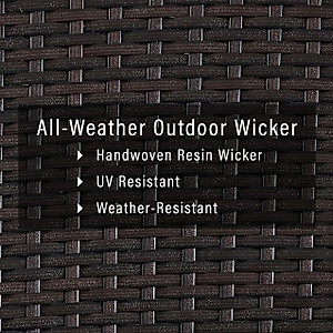 Crosley Furniture Palm Harbor Resin Wicker Outdoor Trash Can With Lid for Backyard, Patio, Deck, Balcony, Brown