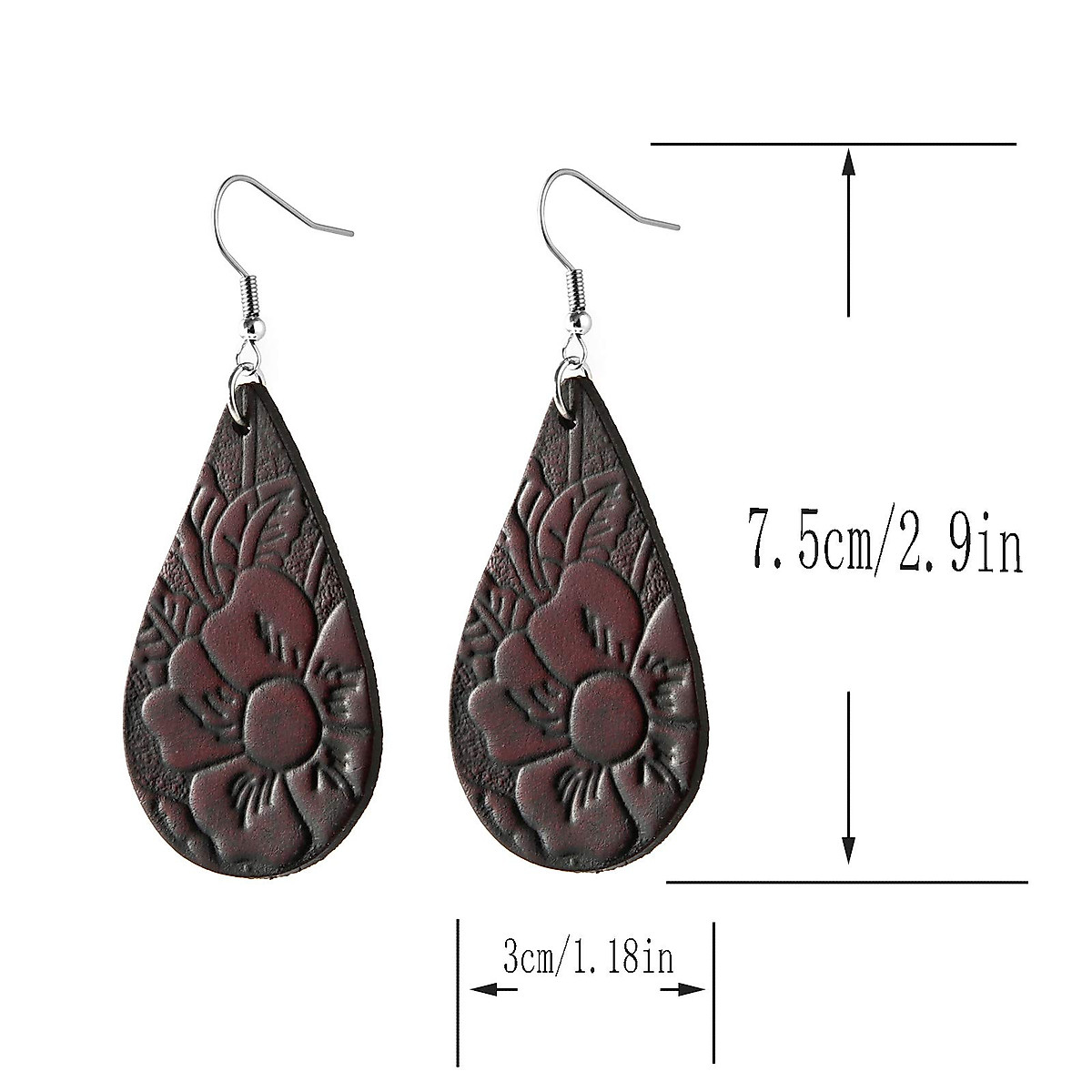 Women's leather leaf earrings fashion pendant spring, summer and autumn ladies earrings (Brown)