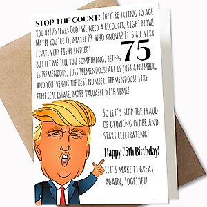 GIFTSFARM Funny 75th Birthday Card, 75 Birthday Card for Women or Men, Birthday Card Decoration Gifts for Him or Her Turning 75 Years Old (5 x 7 Inch Birthday Card with Kraft Envelope)