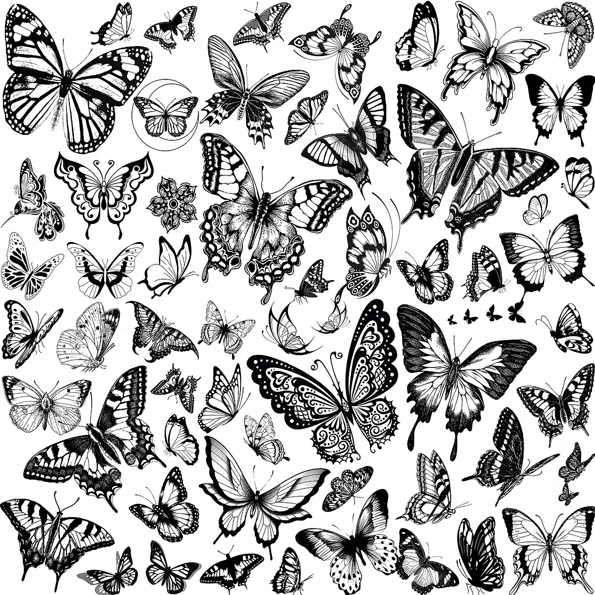 COKTAK 6 Sheets Large Black Butterfly Temporary Tattoos For Women Boobs Girls Neck Adults, Sexy Realistic Butterfly Temp Tattoos Sticker Back Waist, 3D Fake Tattoos That Look Real And Last Long