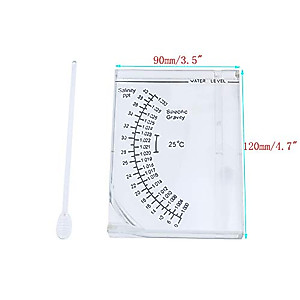 Semetall Salinity Tester Transparent Acrylic Aquarium Sea Hydrometer Salinity Meter Salinity Specific Gravity Test for Fish Tank Pond Water Saltwater Freshwater