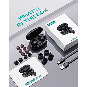 weetla Wireless Earbuds, Bluetooth5.2 Deep Bass Headphones with 4 Mics, 30 Hours Playtime, IPX7 Waterproof Stereo Sport Earphones in-Ear Buds for iOS & Android Black