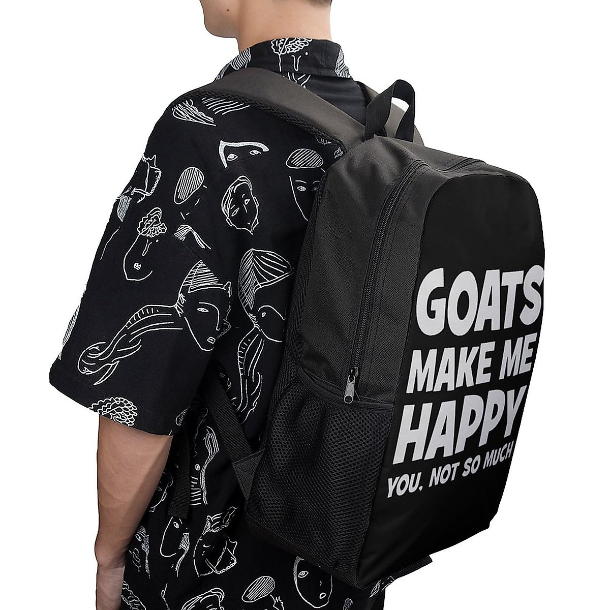 Goats Make ME Happy Travel Backpack Casual 17 Inch Large Daypack Shoulder Bag with Adjustable Shoulder Straps