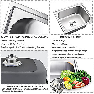 Stainless Steel Sink Kitchen Sink With Cold And Hot Faucet, 1 Compartment Commercial Kitchen Sink Dishpan For Sink (Restaurant, Kitchen, Laundry, Garage) (Size : 75x40x75cm/29.5x15.7x29.5in)