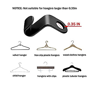 100 Pcs Space Saving Clothes Hanger Connector Hooks, Hanger Extender Clips, Cascading Hangers Hooks for Heavy Duty Closet Hanger Hooks, (Black) (100) Clothes Hanger Connector Hooks