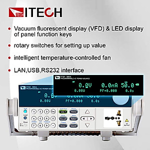 ITECH AC Power Supply 300V/3A/300VA Programmable Bench Adjustable Single-Phase AC Power Source with Linear Amplification Technology Variable Frequency IT7321