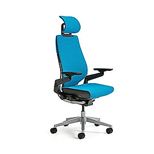 Steelcase Gesture Office Desk Chair with Headrest Plus Lumbar Support Cogent Connect Licorice 5S26 Fabric Standard Black Frame