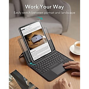 ESR Ascend Keyboard Case, iPad Case with Keyboard Compatible with iPad Pro 12.9 (2022/2021/2020/2018), Magnetic Detachable Case, Fully Adjustable Portrait/Landscape Stand, Black
