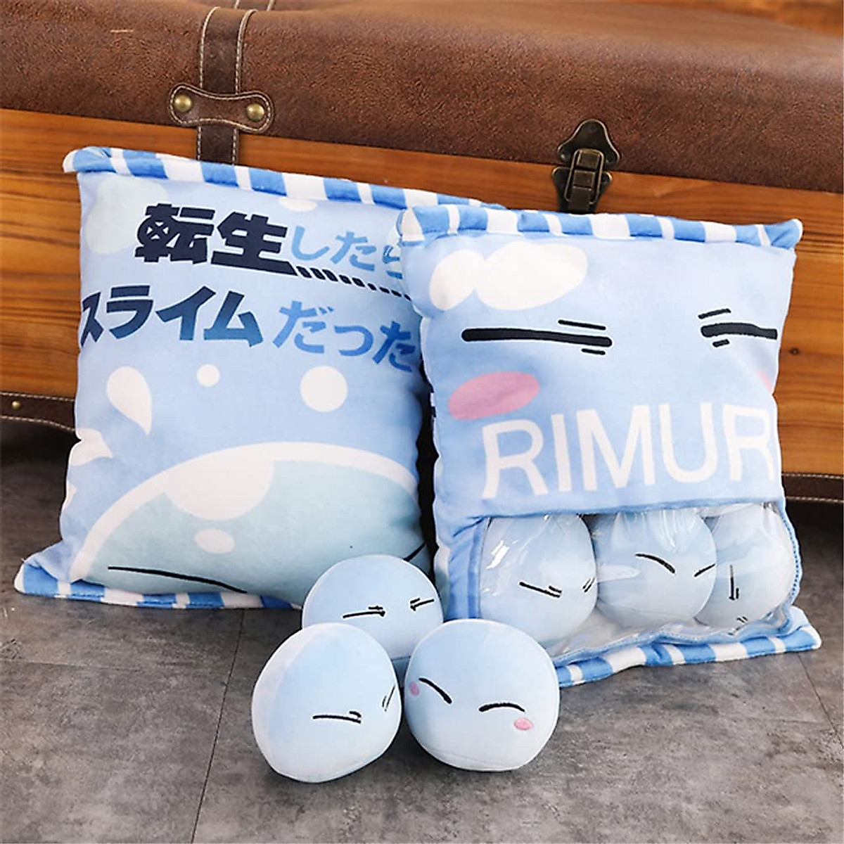 Obanai Anime That Time I Got Reincarnated as a Slime Tempest Rimuru Removable Fluffy Animal Plush Doll, Removable Plush Pillow, Internal 6 Cute Doll (Blue)