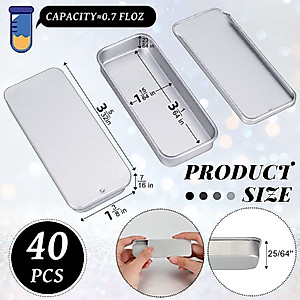 Norme 40 Pcs Small Slide Top Tin Lip Balm with Lids Rectangular Metal Containers for Lip Balm Candies Jewelry Crafts Pills Storage Kit(3.15 x 1.38 x 0.43 Inch,Silver)