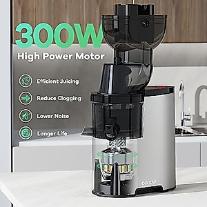 Masticating Juicer, 300W Professional Slow Juicer with 3.5-inch (88mm) Large Feed Chute for Nutrient Fruits and Vegetables, Cold Press Electric Juicer Machines with High Juice Yield, Easy Cleaning