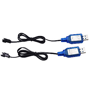 Blomiky 3.7V 800mA Fast USB Charger Cable with SM-2P Connector Plug fit for Amphibous RC Stunt Cars RC Boat Vehicles 3.7V Lithium Lipo Battery / 3.7V Fast USB 2