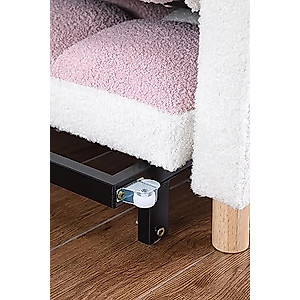 VKKILPEE Pink Convertible Sleeper Sofa Chair Bed 3-in-1 Single Bed with Pillow, Multi-Functional Adjustable Futon Couch Sleeper with Soft Teddy Fabric for Living Room Dorm Apartment Bedroom Office