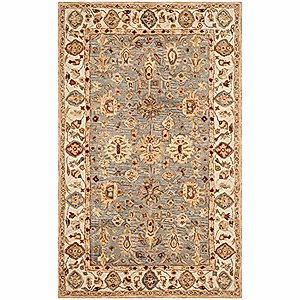 SAFAVIEH Anatolia Collection Accent Rug - 2' x 3', Blue & Ivory, Handmade Traditional Oriental Wool, Ideal for High Traffic Areas in Entryway, Living Room, Bedroom (AN547A)