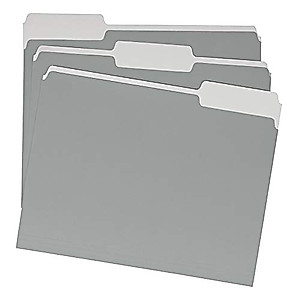 Amazon Basics File Folders, Letter Size, 1/3 Cut Tab, Gray, 36-Pack