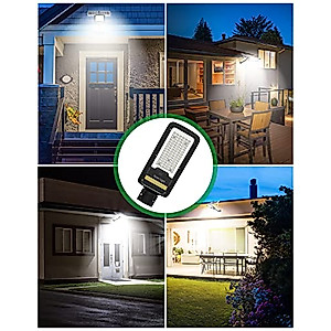 AWANFI Solar Street Light Outdoor, Solar Powered Flood Light Waterproof Dusk to Dawn with Remote Control On/Off Switch for Outside Yard Parking Lot Lighting