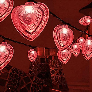 WONFAST Solar Heart String Lights, Waterproof 20ft 30LED Heart-Shaped 8 Mode Solar Starry Wedding Party Ambiance Lighting Fairy Lights for Outdoor Garden Home Christmas Valentine's Day Decor(Red)