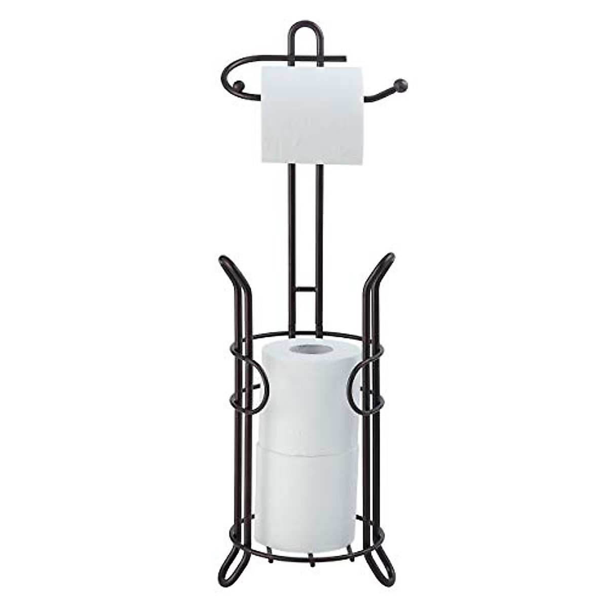 SunnyPoint Bathroom Toilet Tissue Paper Roll Storage Holder Stand with Reserve, The Reserve Area Has Enough Space to Store Mega Rolls; Coating Bronze