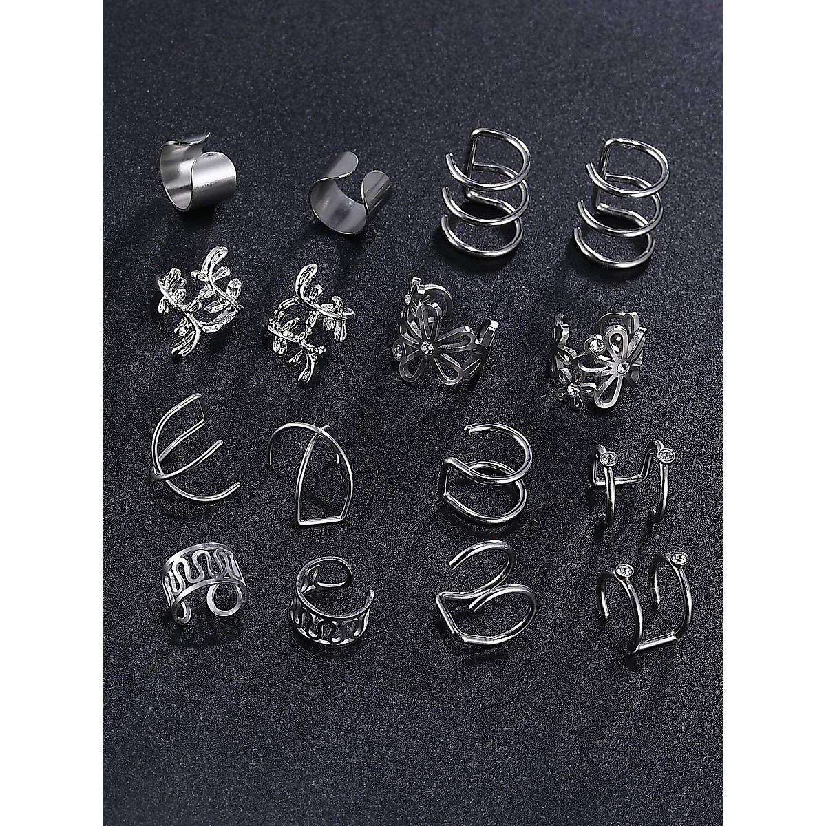 Blulu 8 Pairs Ear Cuffs Earrings Cuff Non Piercing Stainless Steel Clip on Cartilage Earrings for Men Women, 8 Various Styles
