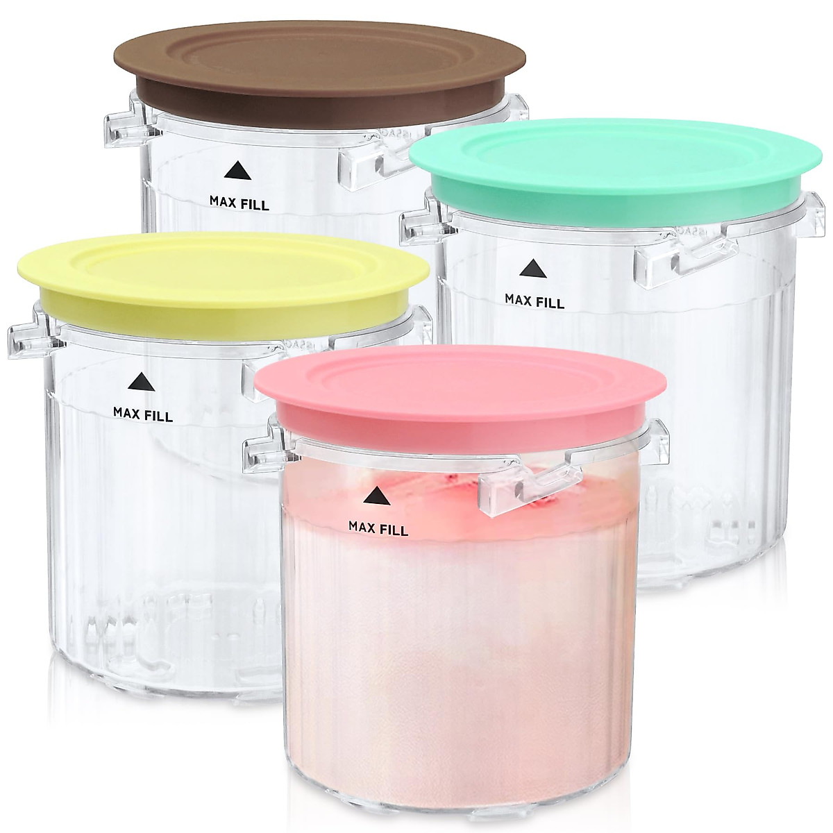 FOTRIC 16oz Ice Cream Containers Replacement for Ninja Creami Breeze Pints and Lids - 4 Pack, Compatible with NC100 NC200 NC201 CN205A Series, BPA-Free & Dishwasher Safe